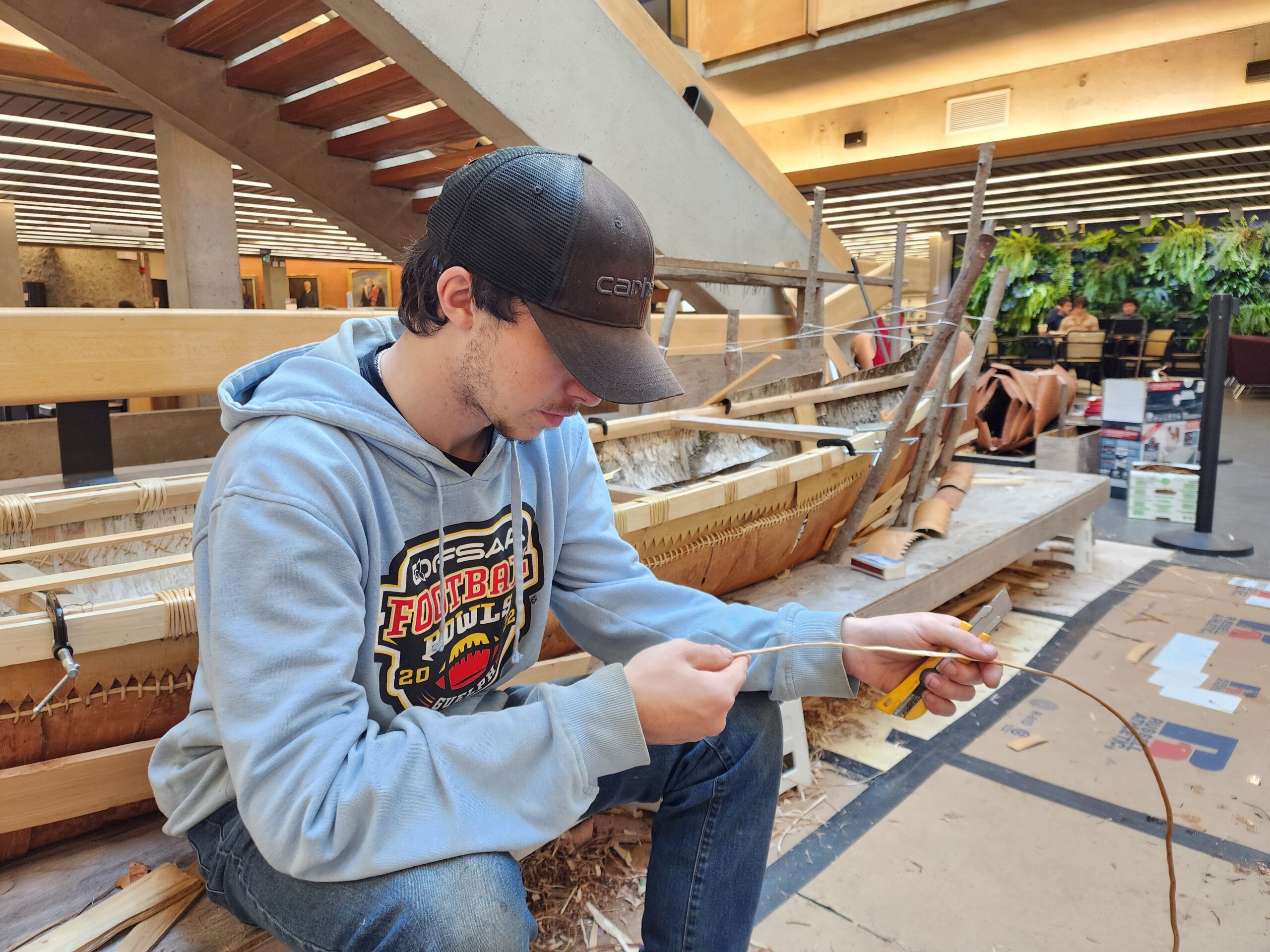 Trent’s Bata Library turned into workspace for a birch bark canoe ...